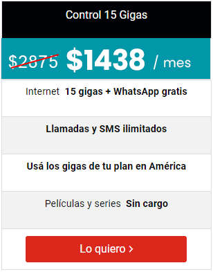 Plan control 15 Gigas 50% off